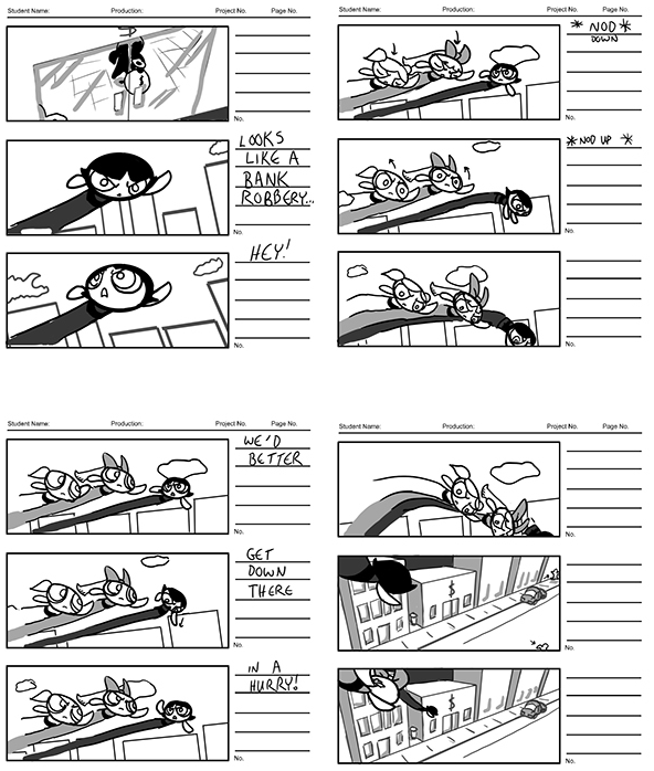 PowerPuff Girls Storyboard – 8 Arts Media